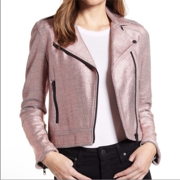 cupcakes & cashmere | Jackets & Coats | Metallic Knit Moto Jacket ...
